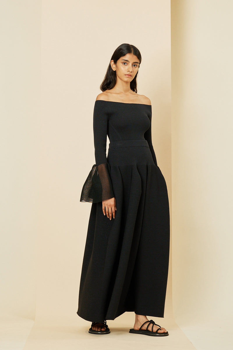 POTTERY LUCENT GLITTER OFF SHOULDER LONG BELL SLEEVE TOP