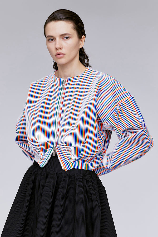 HYPHA COLLARLESS CROPPED BOMBER JACKET